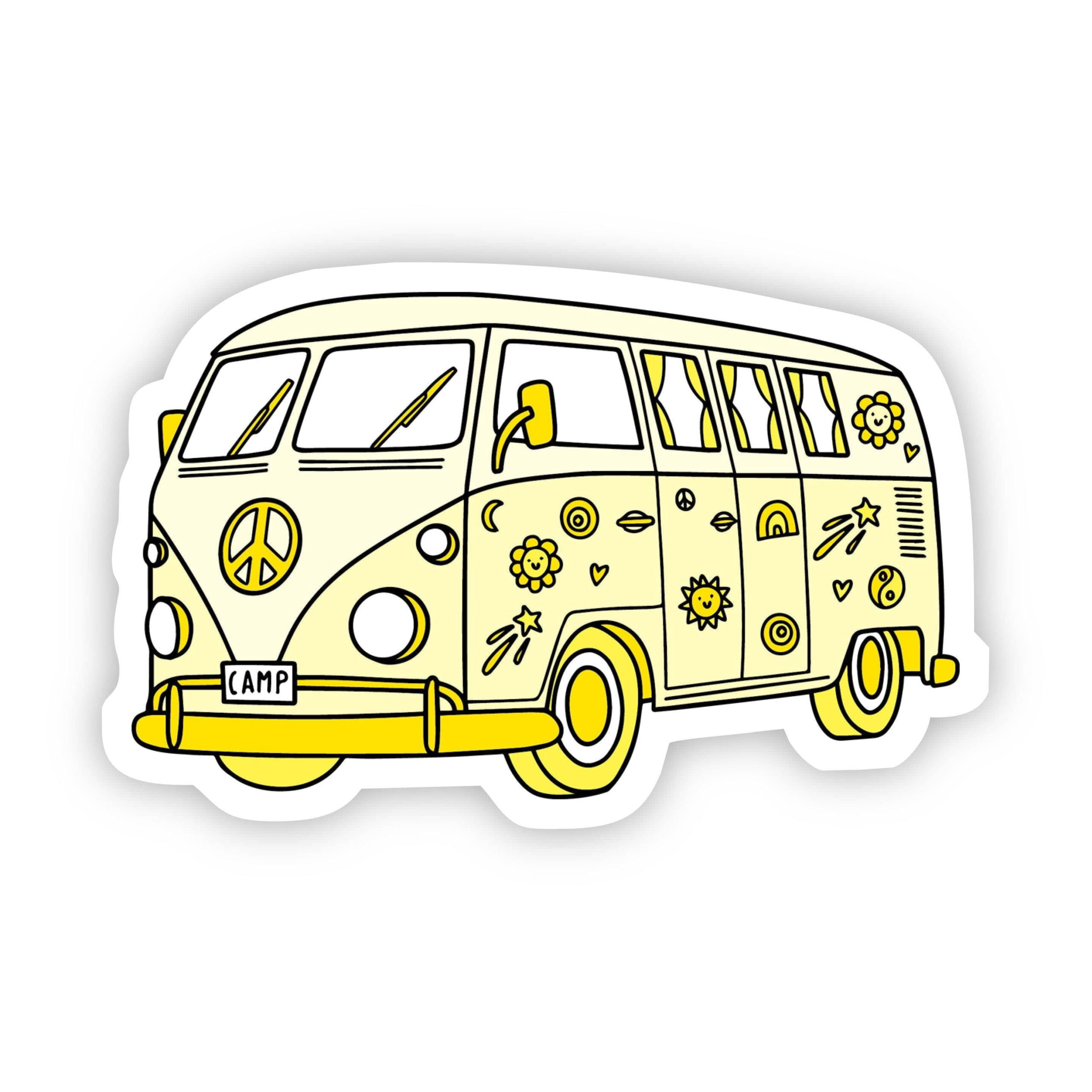 Yellow Hippie Van Aesthetic Sticker – StickerStory.co