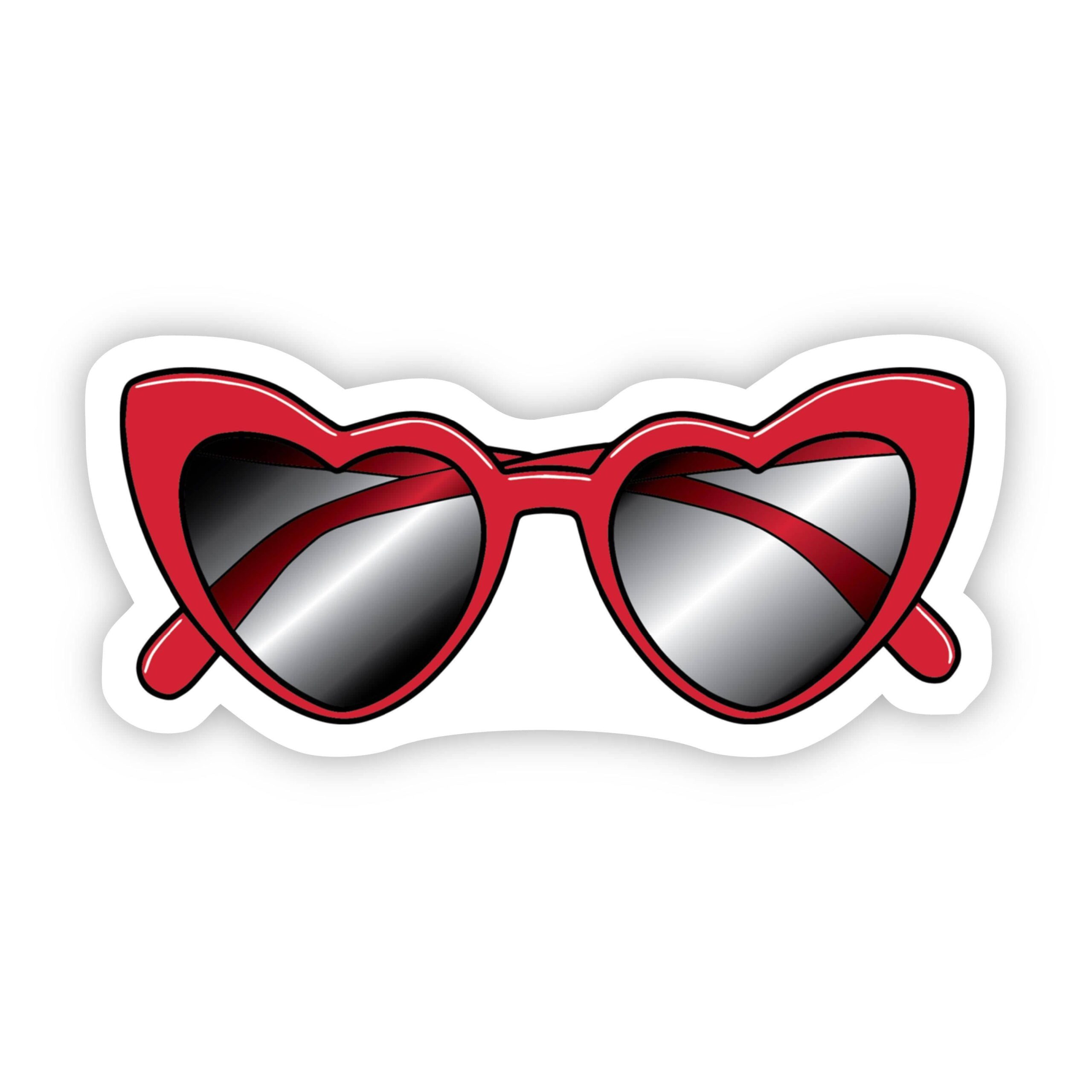 Red Heart Sunglasses Aesthetic Sticker – StickerStory.co