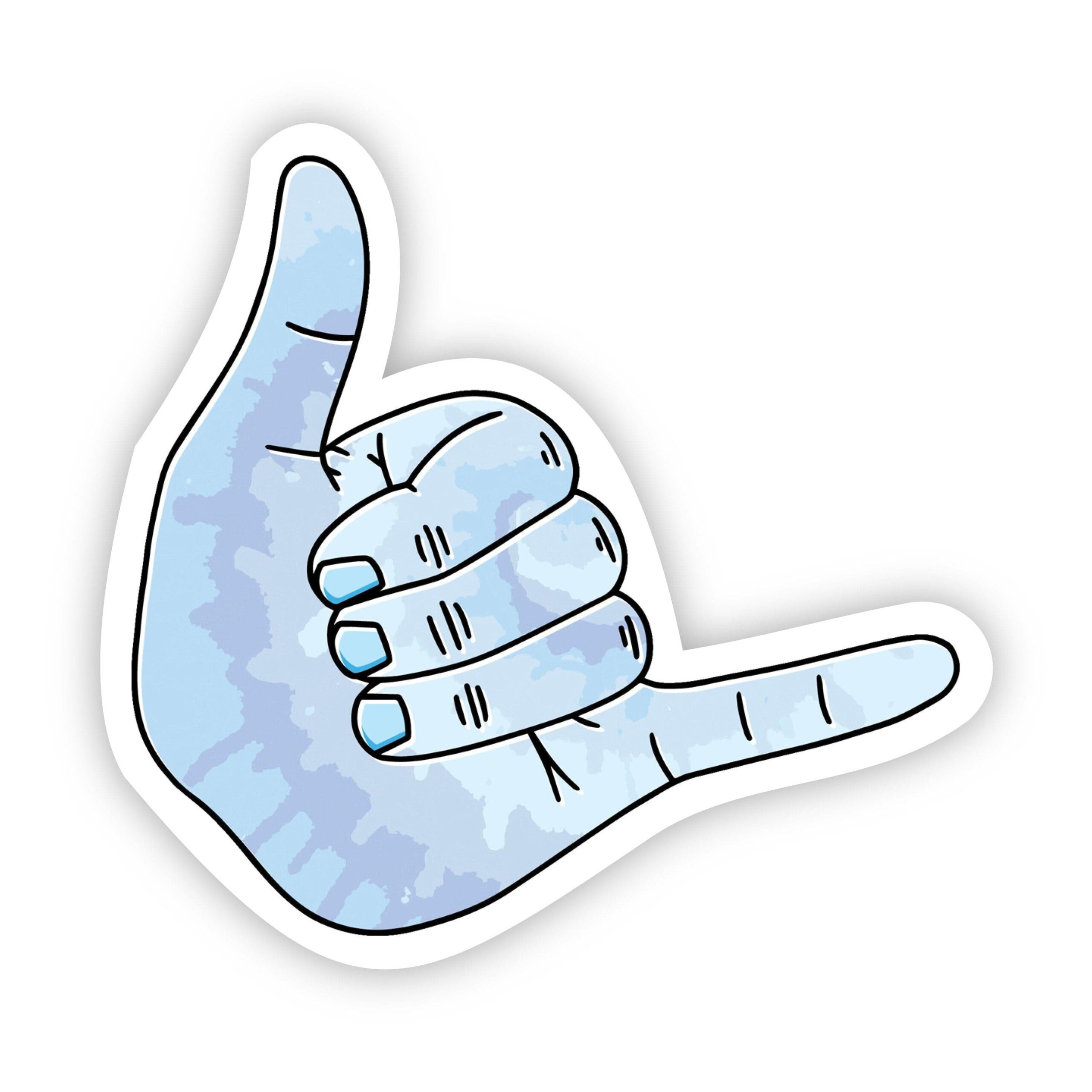 Shaka Blue Aesthetic Sticker – Hang Loose – StickerStory.co